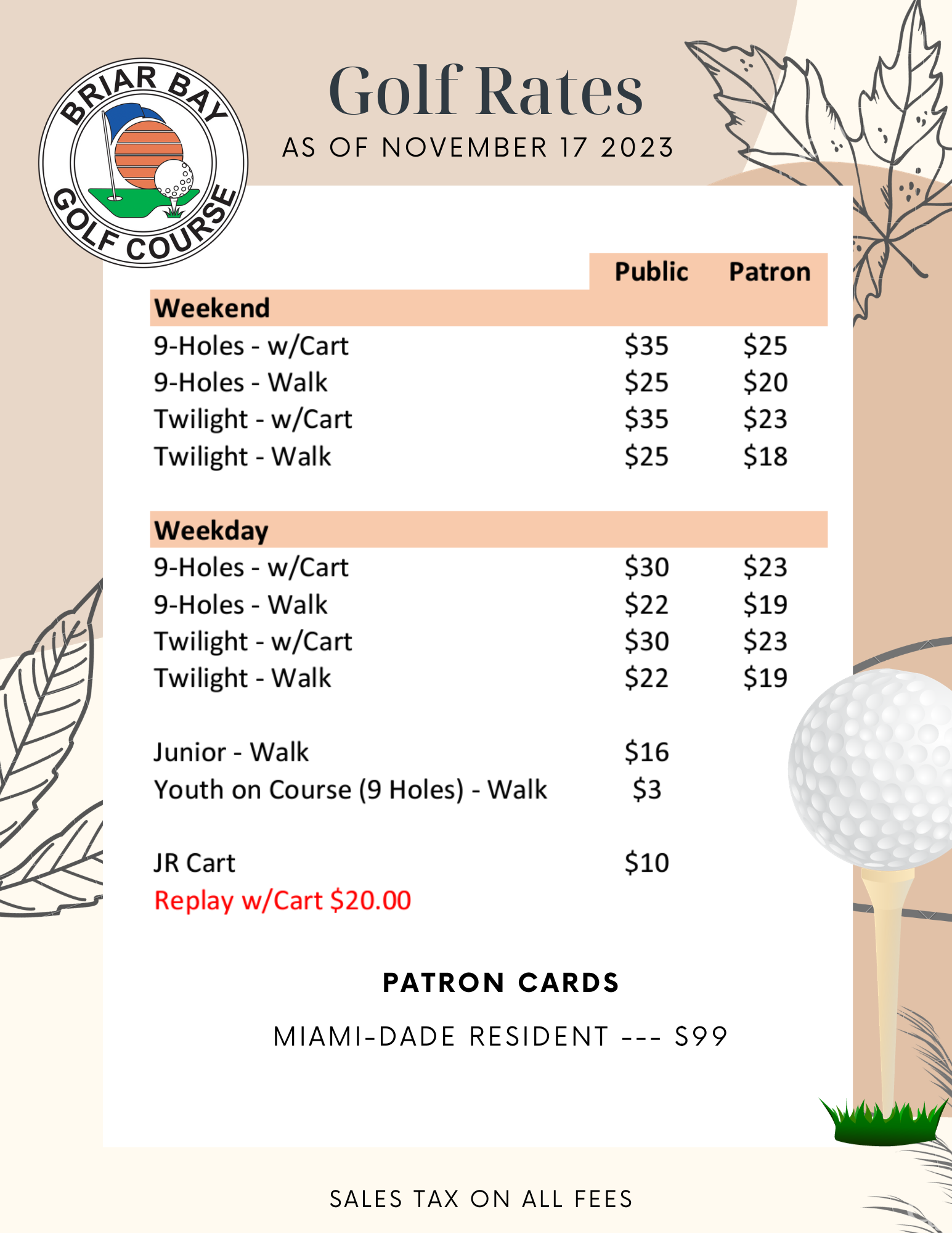 Rates - Briar Bay Golf Course